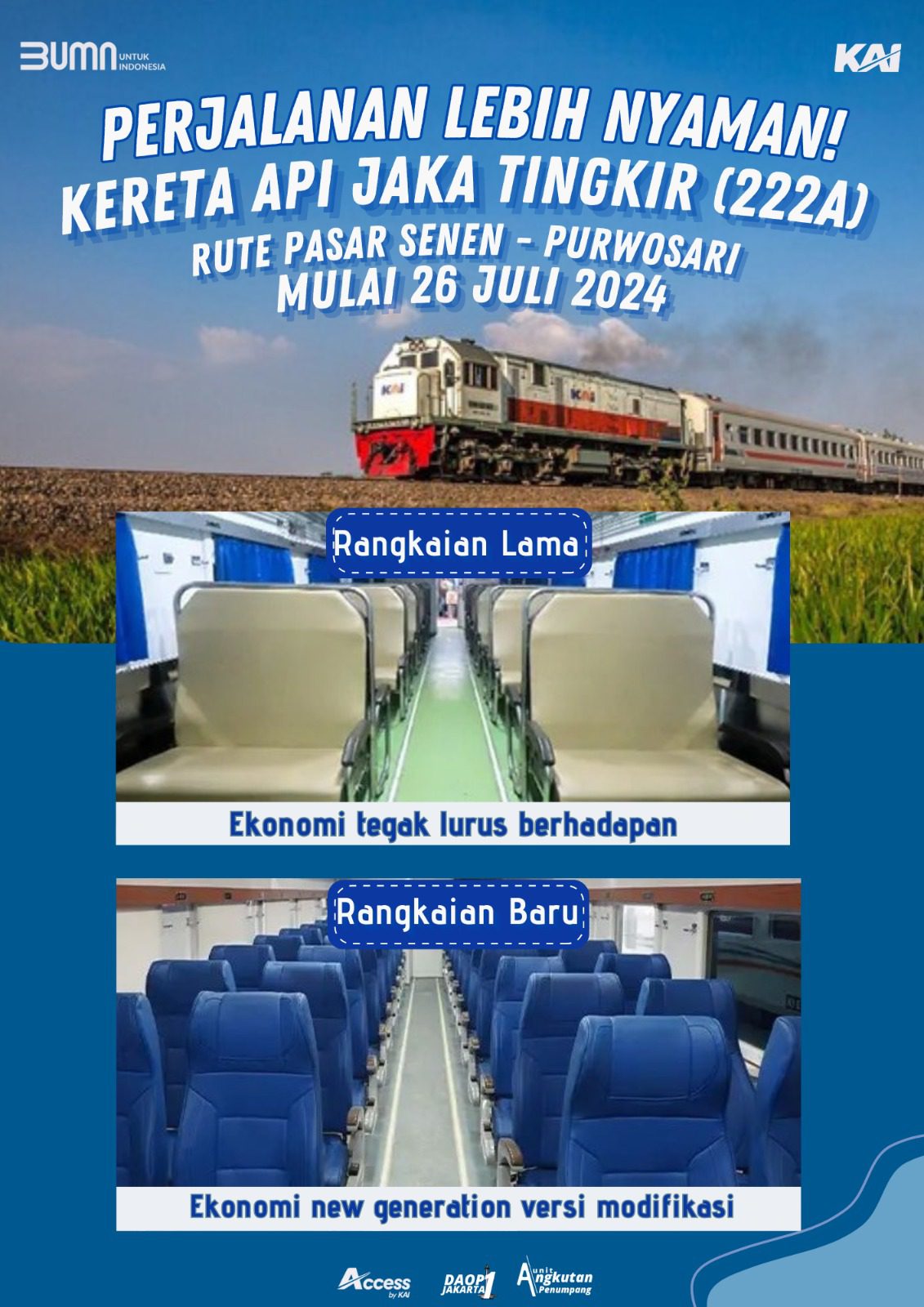 KA Jaka Tingkir Gunakan Rangkaian Baru Pada 26 Juli 2024